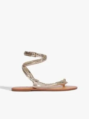 SCHUTZ | Shoes | Schutz Metallic Courtney Leather Gold Wraparound ...
